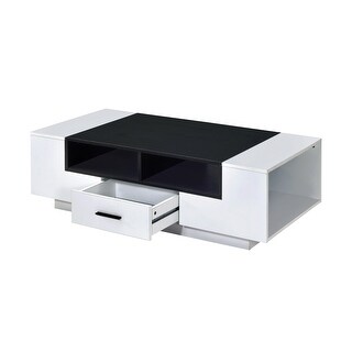 HomeRoots47" White And Black Rectangular Coffee Table With Drawer And Three Shelves - 47 - Bed ...